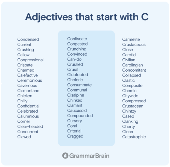 Big List of Adjectives That Start With C (Positive, Negative ...