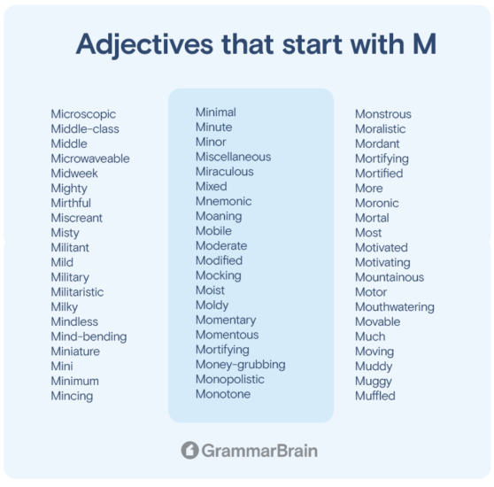 Big List of Adjectives That Start With M (Positive, Negative ...