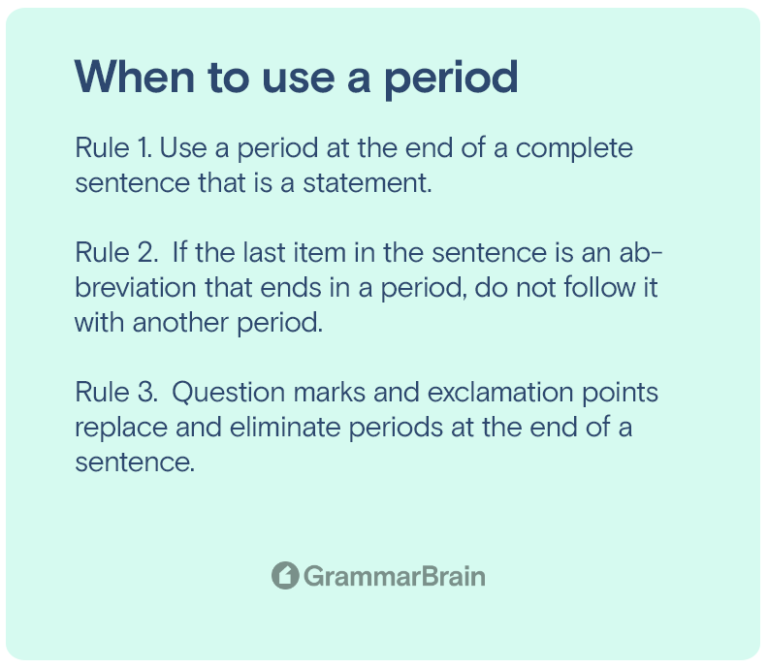 When to Use Periods (Grammar, Examples, Complete Guide) | GrammarBrain