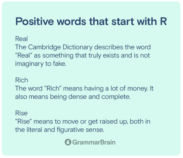 Big List of Positive Words That Start With R (Long, Short, Descriptive ...