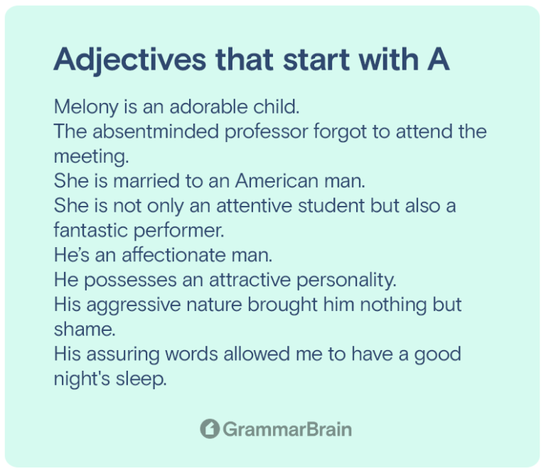 Big List of Adjectives That Start With A (Positive, Negative ...