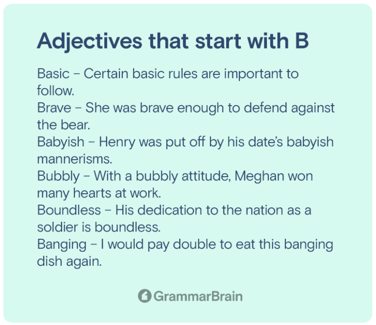 Big List of Adjectives That Start With B (Positive, Negative ...