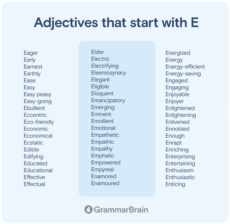 Big List Of Adjectives That Start With E Positive Negative